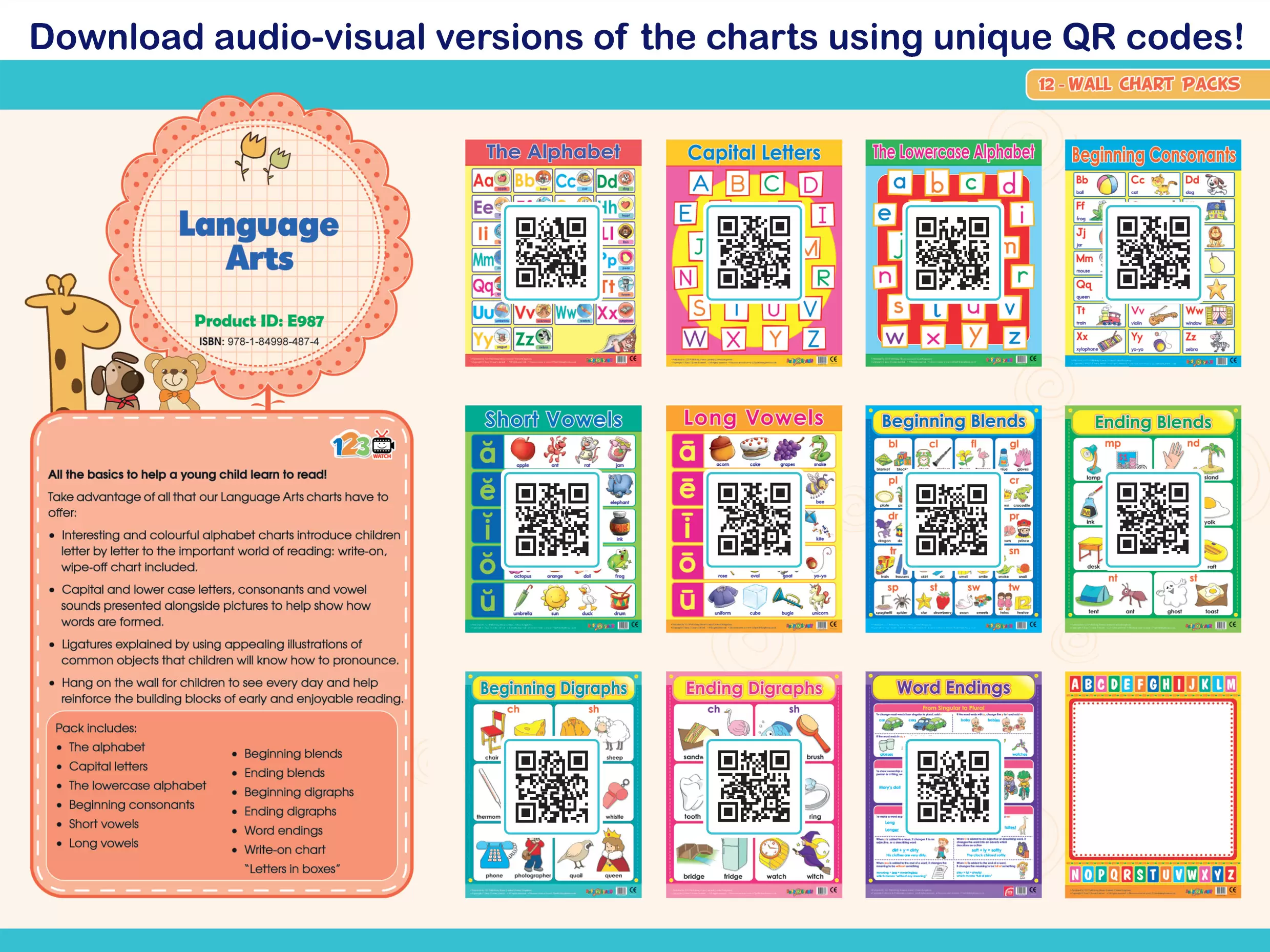 Language Arts (12 Wall Charts) - Educational Wall Chart Pack in English ...